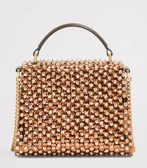 Valentino Garavani Mini Silk Embellished Vsling Top-handle Bag