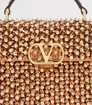 Valentino Garavani Mini Silk Embellished Vsling Top-handle Bag