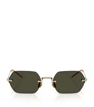 Oliver Spencer Titanium Tk-13 Rectangle Sunglasses - Gold
