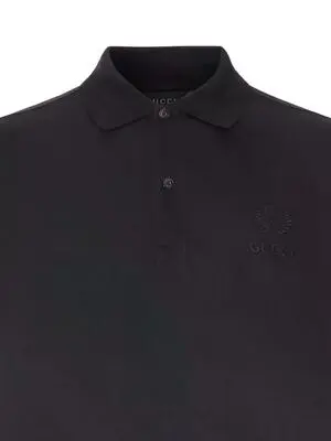Gucci Interlocking Gg Embroidered Polo Shirt - Black