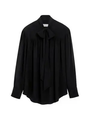 AMI Paris Lavalliere Silk-blend Blouse - Black
