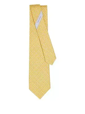 FERRAGAMO Elephant-print Silk Tie - Yellow