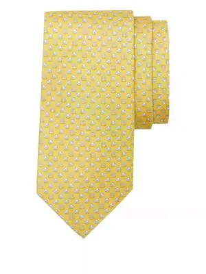 FERRAGAMO Elephant-print Silk Tie