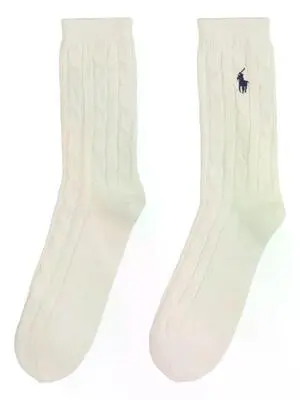 Polo Ralph Lauren Cable-knit Cotton Crew Socks - Neutrals