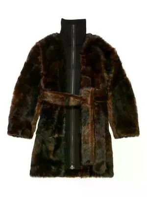 Acne Studios Belted Zip-up Faux-fur Coat
