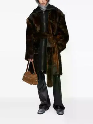 Acne Studios Belted Zip-up Faux-fur Coat