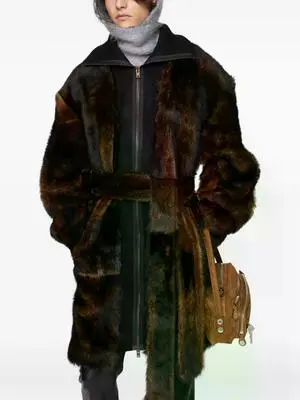 Acne Studios Belted Zip-up Faux-fur Coat