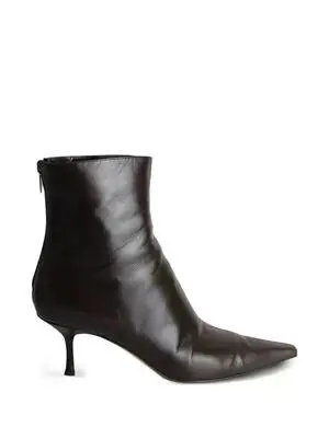JIMMY CHOO Leather Pointed-toe Stiletto Ankle Boots - Black