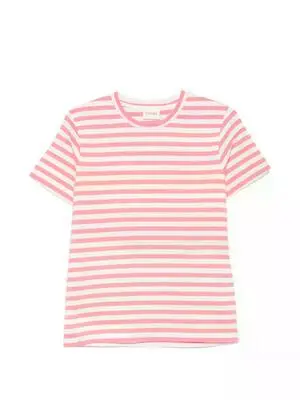 Closed Horizontal-stripe Logo-embroidered T-shirt - Pink