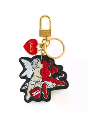 Kith Cupid And Devil Printed Leather Key Charm - Black