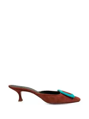 Manolo Blahnik 2020s Buckle Mules - Brown