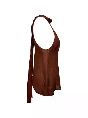 NILI LOTAN Silk Halterneck Top - Brown