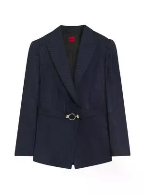 Hugo Pinstripe Belted Blazer - Blue