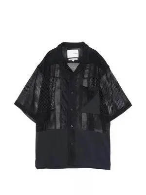 YOSHIOKUBO Patchwork Mesh Shirt - Black