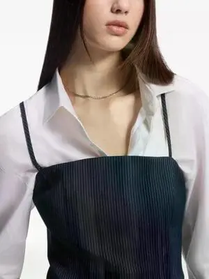 Hugo Pinstripe Peplum Top With Ruffled Detail - Blue
