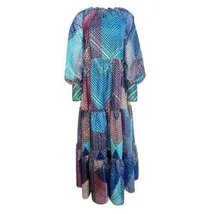 LAURA CITRON Blue / Purple Blue Tapestry Maxi Dress