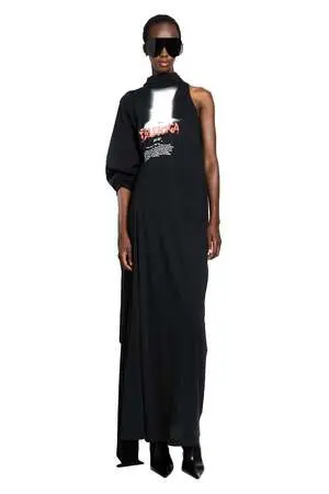 Balenciaga Long Draped Dress - Black