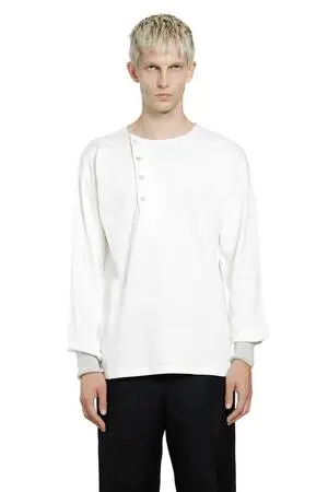 TAIGA TAKAHASHI Lot . 618 Side Henry Neck T-shirt - White