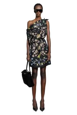 Versace Printed Silk Twill Mini Dress - Black