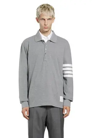 Thom Browne Cotton Piqué 4-bar Long Sleeve Polo - Grey