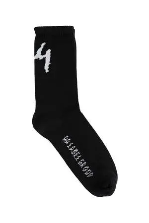 44 LABEL GROUP Ribbed Crew Socks With Logo Jacquard - Black