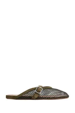 Alaïa Finishnet Flat Mules - Green