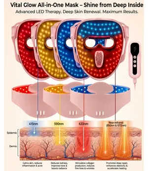 LOVERY 4d Led Light Therapy Face And Neck Set With Multiple Wavelengths - Pink