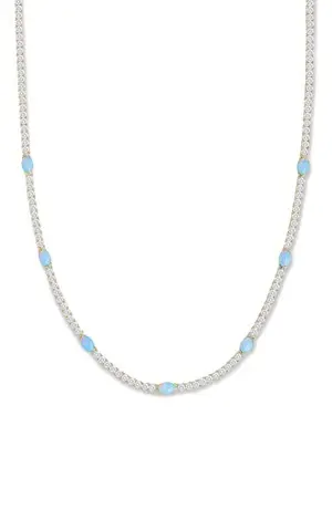 Melinda Maria The Maven Simulated Opal Tennis Necklace - Gold-blue Opal