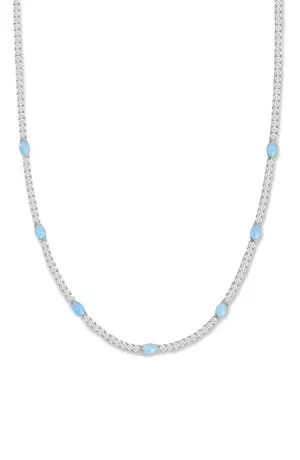 Melinda Maria The Maven Simulated Opal Tennis Necklace - Silver-blue Opal