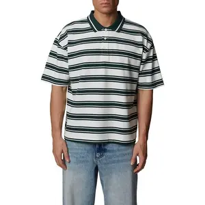GOOD FOR NOTHING Boxy Fit Striped Polo - Green