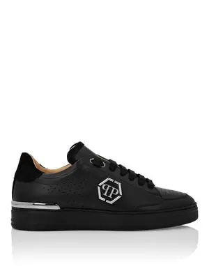 Philipp Plein Mix Leather Lo-top Sneakers Luxe - Black