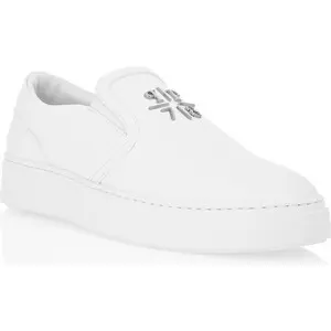 Philipp Plein Nappa Leather Slip-on Sneakers With Metal Triangle Detail