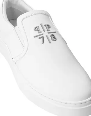 Philipp Plein Nappa Leather Slip-on Sneakers With Metal Triangle Detail
