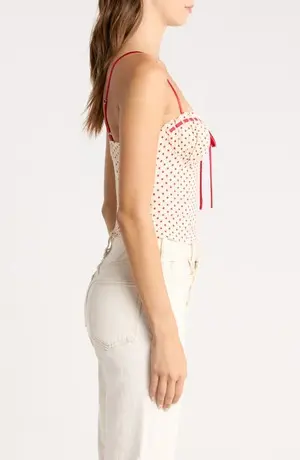 REFORMATION Andrea Polka Dot Strappy Crop Top