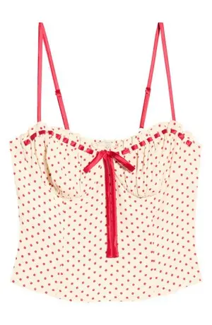 REFORMATION Andrea Polka Dot Strappy Crop Top