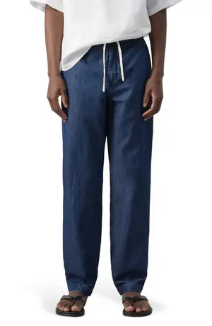 Mango Regular Fit Drawstring Waist Jeans - Dark Blue