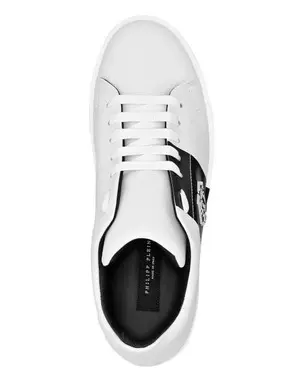 Philipp Plein Leather Bicolor Lo-top Sneakers With Hexagon Detail - White/black
