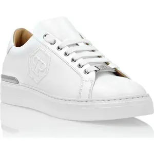 Philipp Plein Nappa Leather Lo-top Sneakers With Hexagon Detail - White