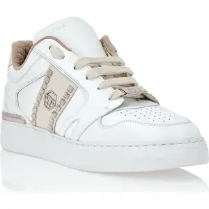 Philipp Plein Nappa Leather Lo-top Sneakers Studs - Whitebeige