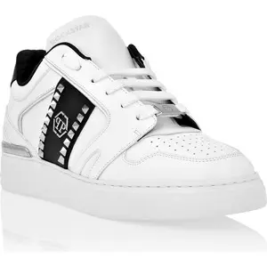 Philipp Plein Nappa Leather Lo-top Sneakers Studs - White/black