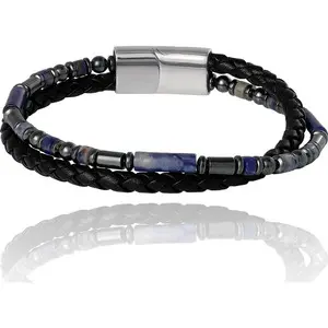 Lucky Brand Braided Sodalite Bead 8.5 Bracelet, Black - Blue