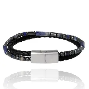 Lucky Brand Braided Sodalite Bead 8.5 Bracelet, Black