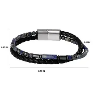 Lucky Brand Braided Sodalite Bead 8.5 Bracelet, Black