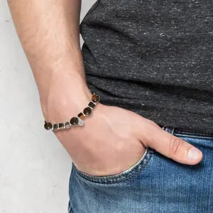 Lucky Brand Tiger Eye & Hematite Beaded Stretch Bracelet