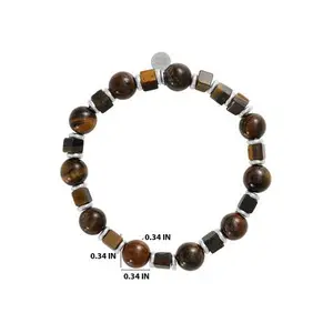 Lucky Brand Tiger Eye & Hematite Beaded Stretch Bracelet