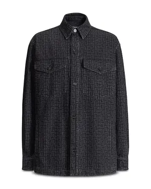 Balmain Monogram Maze Pattern Shirt - Black/grey
