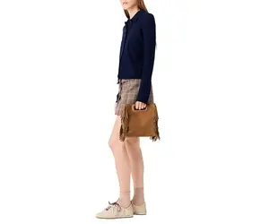 Maje Rhinestone Polo Collar Cardigan