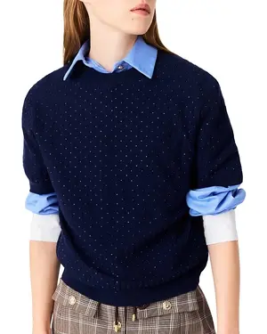 Maje Tonal Rhinestone Sweater - Navy