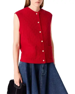 Maje Lidilou Textured Knit Top - Red
