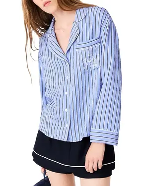 Maje Striped Embroidered Shirt